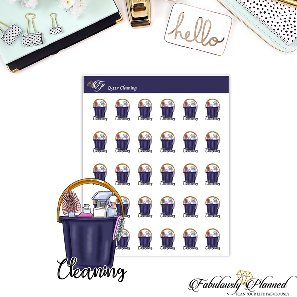 Cleaning Bucket Stickers - Fabulously Planned