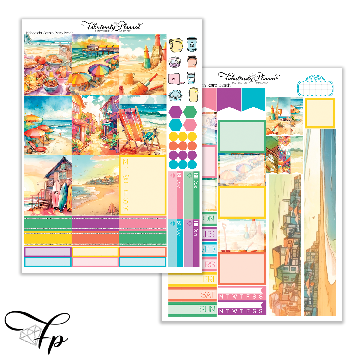 Retro Beach - Hobonichi Cousin Kit - Fabulously Planned