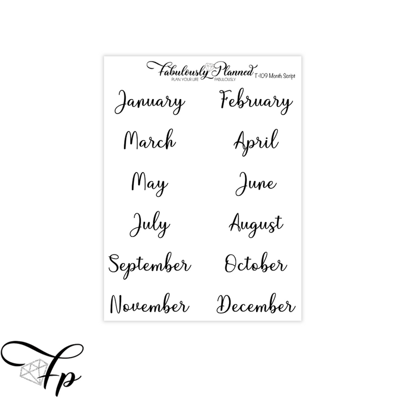 Months of the Year Transparent Script - Fabulously Planned