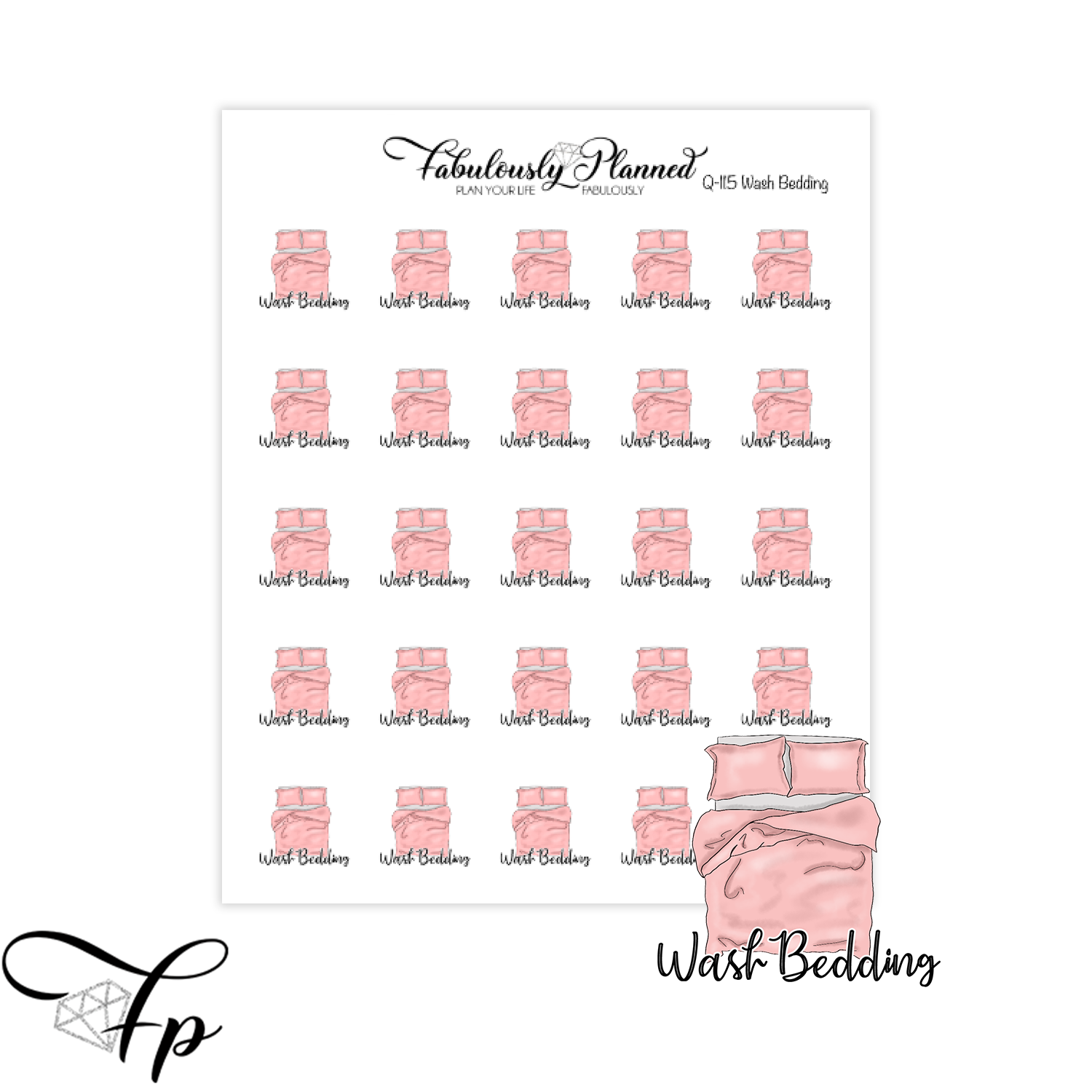 Wash Bedding Icon Stickers - Fabulously Planned